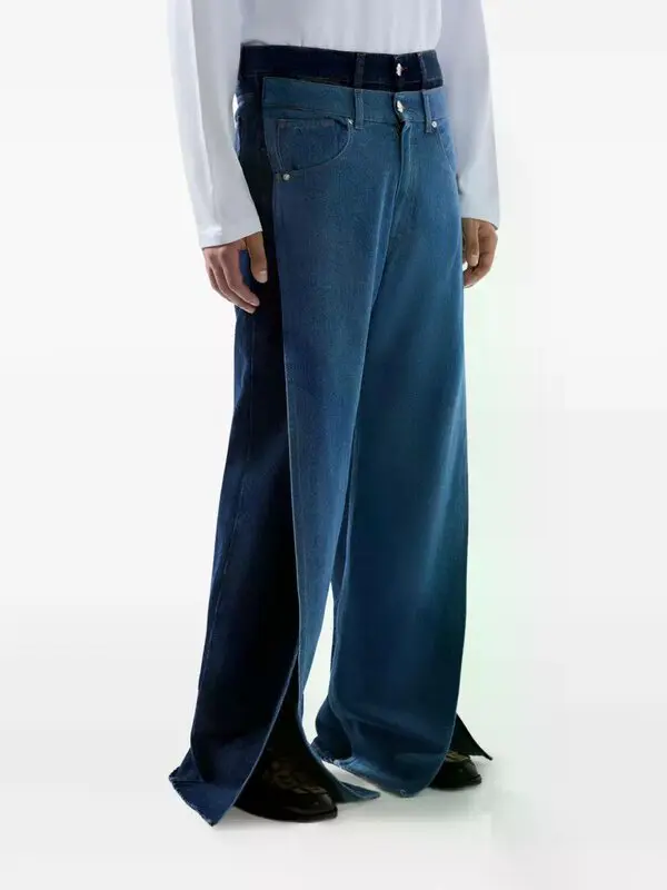 Gcds Split-hem Panelled Denim Jeans - Blue