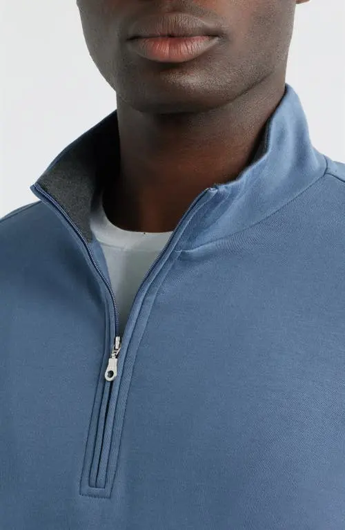 Scott Barber Pima Cotton Interlock Quarter Zip Pullover - Indigo