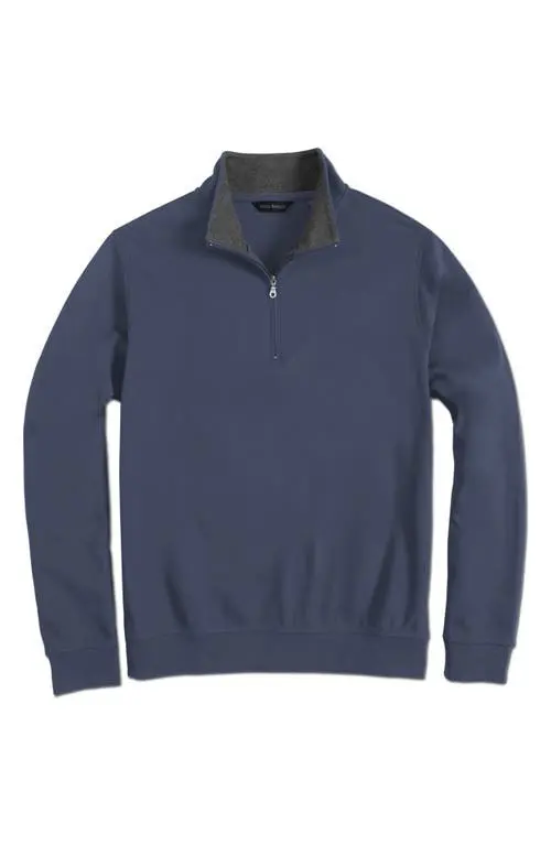 Scott Barber Pima Cotton Interlock Quarter Zip Pullover - Indigo