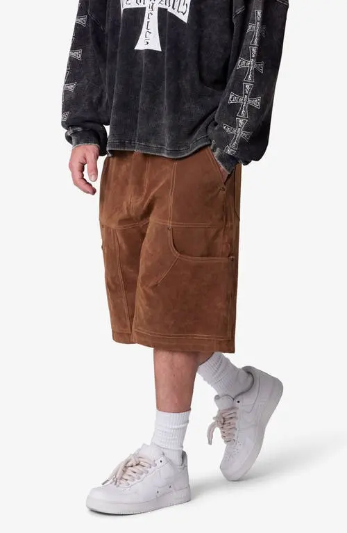 Mnml Baggy Faux Suede Work Shorts
