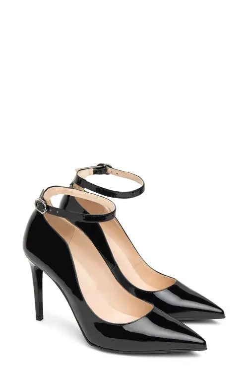 NEROGIARDINI Ankle Strap Pointed Toe Pump - Black
