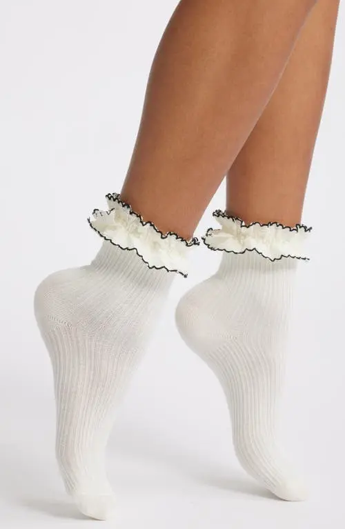 HIGH HEEL JUNGLE Frilly Sheer Socks - Bianco