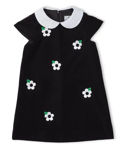 FLORENCE EISEMAN Velvet Dress With Appliqué Flowers