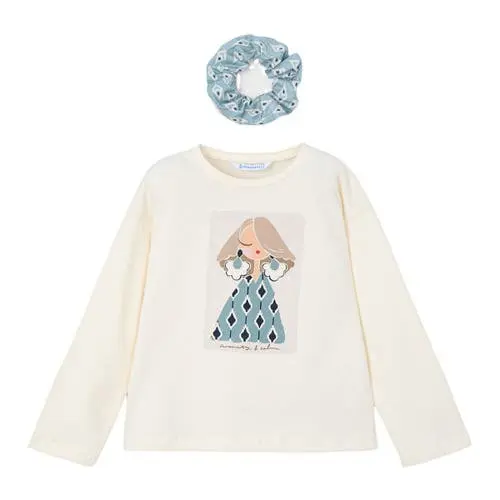 MAYORAL Girls' Long Sleeve T-shirt With Hair Accessory