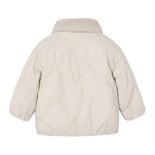 MAYORAL Diamond Quilted Puffer Jacket With Faux Fur Collar