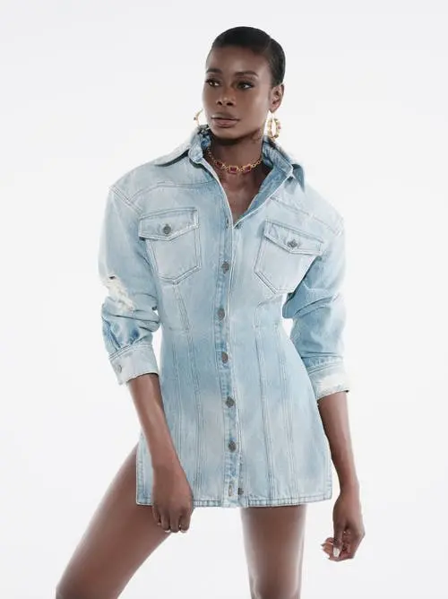 UNTOURAGE THE LABEL Si Si Shacket" Denim Shirt Jacket