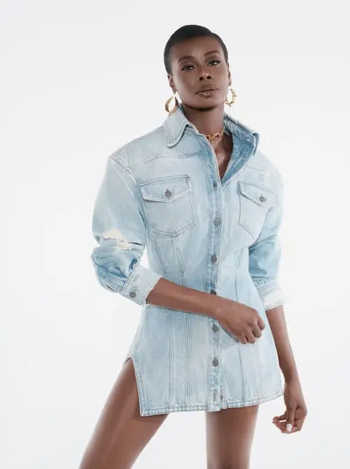 UNTOURAGE THE LABEL Si Si Shacket" Denim Shirt Jacket