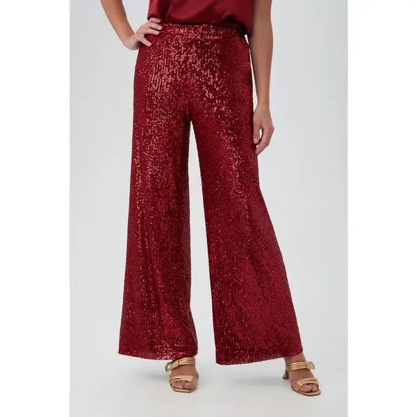 Trina Turk Atarashii Wide-leg Sequin Pants - Ruqa Red