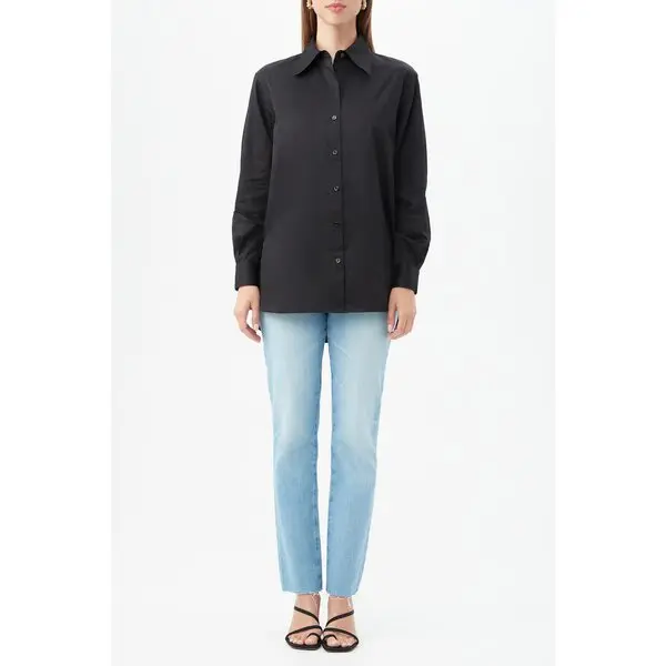 Trina Turk Litsa Oversized Poplin Button-up Top - Black