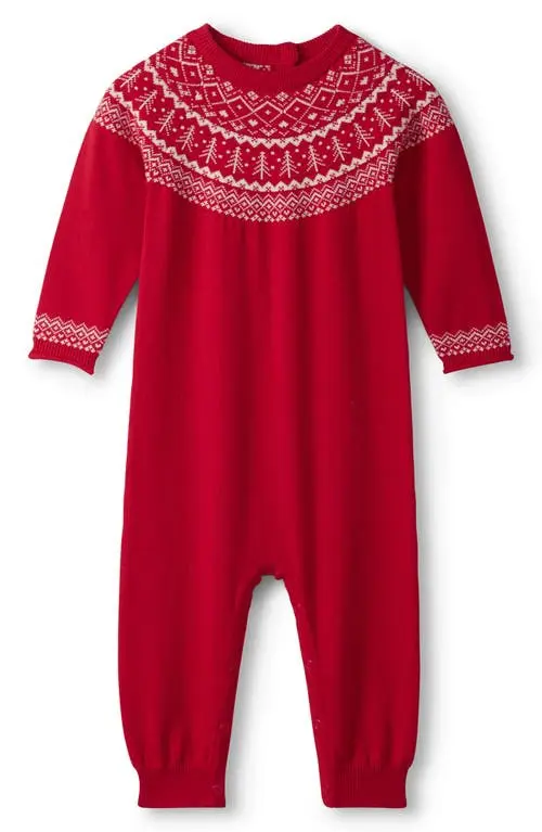HATLEY Fair Isle Cotton Sweater Romper - Red