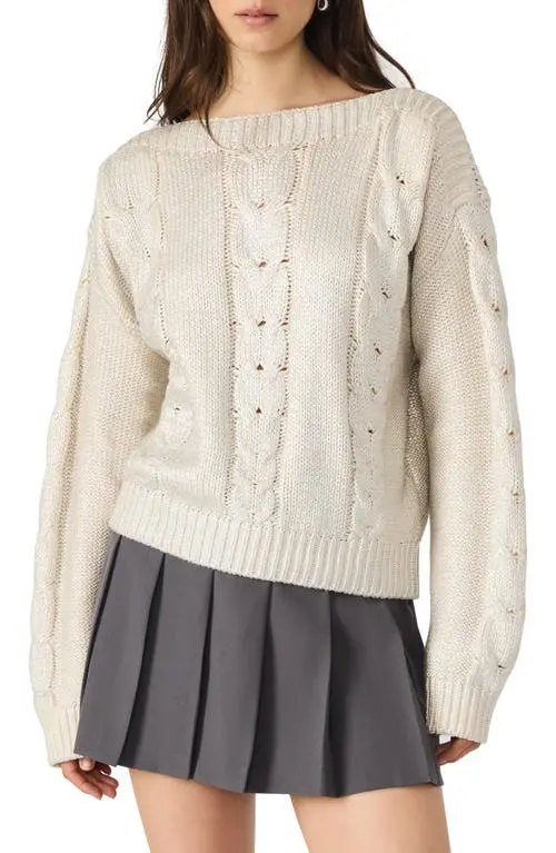 Steve Madden Debbi Cable Cotton Boat Neck Sweater