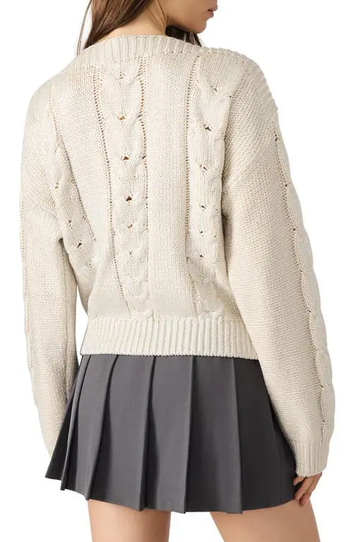 Steve Madden Debbi Cable Cotton Boat Neck Sweater