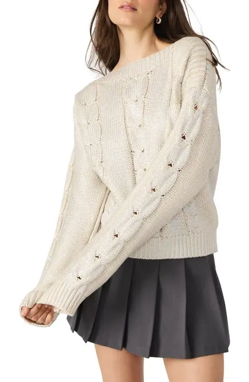 Steve Madden Debbi Cable Cotton Boat Neck Sweater