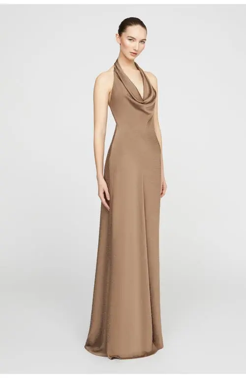 Halston Sid Satin Gown With Crystal Embellishment