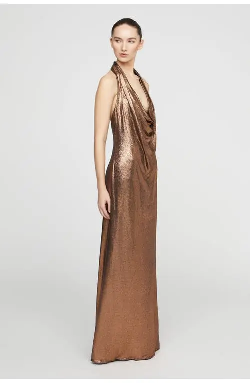 Halston Soraya Metallic Jersey Gown