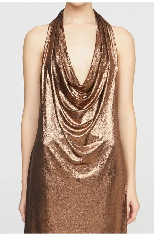 Halston Soraya Metallic Jersey Gown