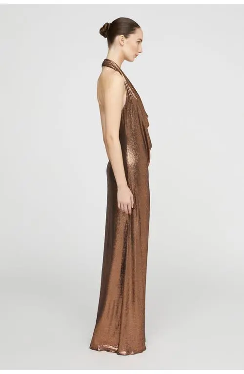 Halston Soraya Metallic Jersey Gown