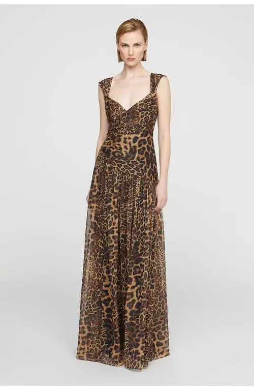 Halston Claudia Chiffon Gown - Leopard