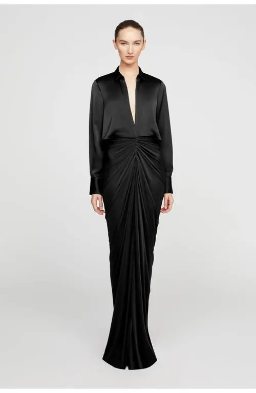 Halston Katrine Jersey And Satin Gown