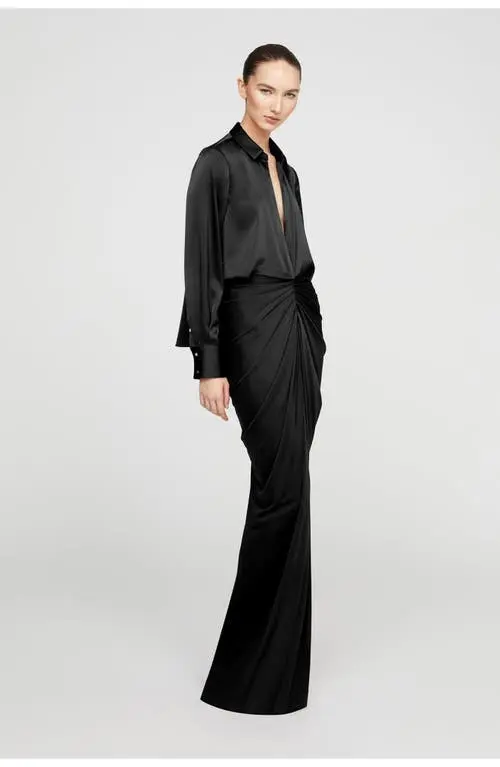 Halston Katrine Jersey And Satin Gown