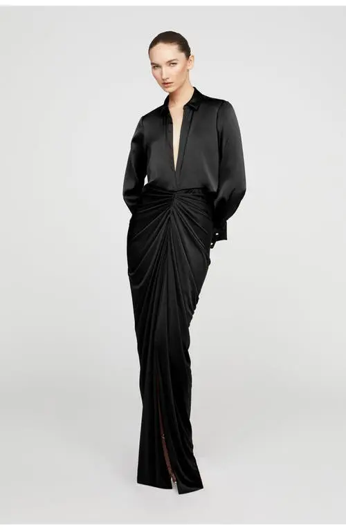 Halston Katrine Jersey And Satin Gown