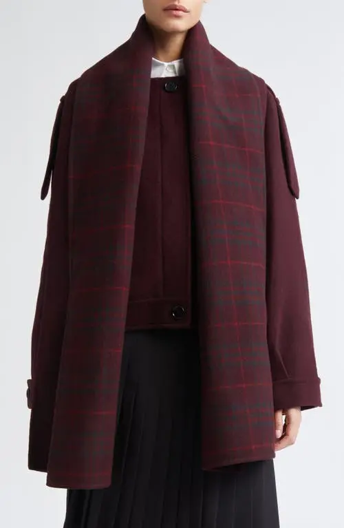 Burberry Oldbrook Detachable Check Scarf Wool Jacket