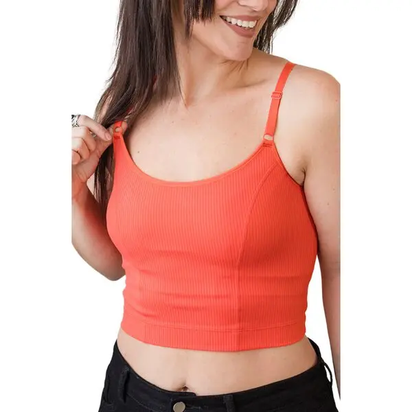 DAVIN & ADLEY Ribbed 3-in-1 Amelia Pumping And Nursing Swimsuit Top - Hot Coral
