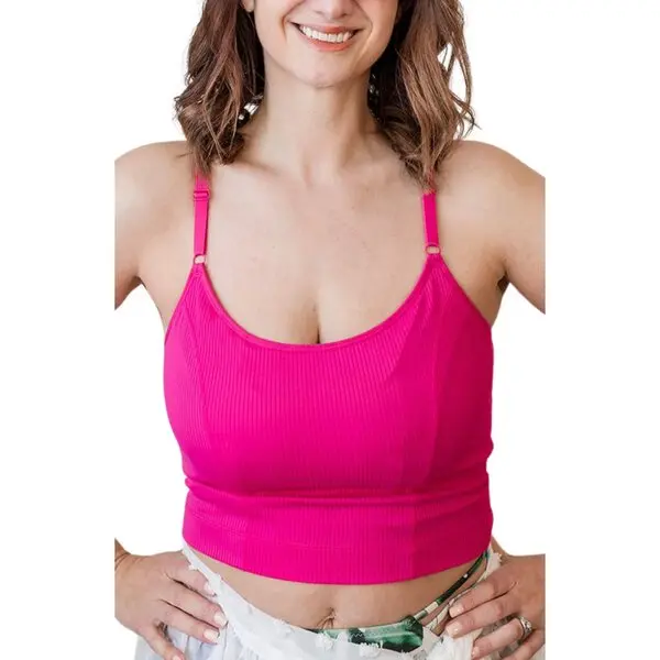 DAVIN & ADLEY Ribbed 3-in-1 Amelia Pumping And Nursing Swimsuit Top - Pink Glow