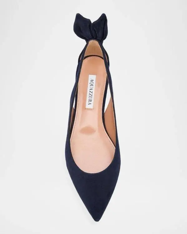 AQUAZZURA Suede Ballet Flats - Blue