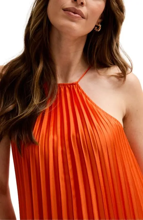 LILY AND LIONEL Philomena Halter Neck Pleated Maxi Dress - Orange