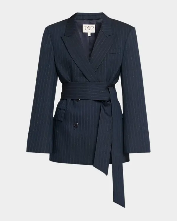 TWP Delancey Striped Wool Wrap Blazer