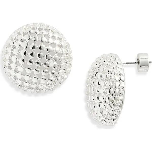 Nordstrom Mesh Button Stud Earrings - Silver