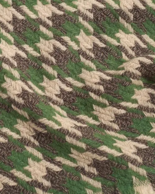 LOST PATTERN Houndstooth" Cashmere Scarf - Matcha & Coffee