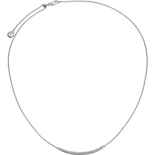 Monica Vinader Skinny Curve Diamond Bar Necklace - Sterling Silver