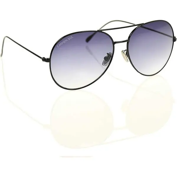 Carmen Sol Tonino Aviator Sunglasses - Blk-grey Lens