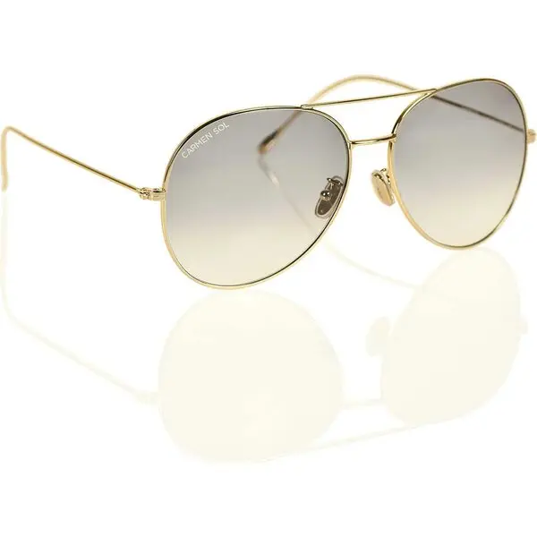 Carmen Sol Tonino Aviator Sunglasses - Gld-grey Lens