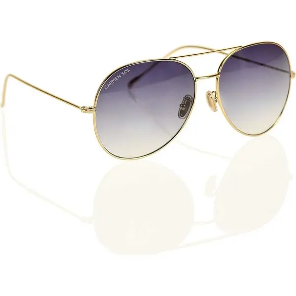 Carmen Sol Tonino Aviator Sunglasses - Gld-navy Lens