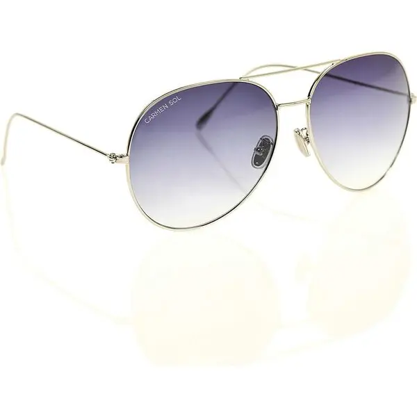 Carmen Sol Tonino Aviator Sunglasses - Slvr-dgrey Lens