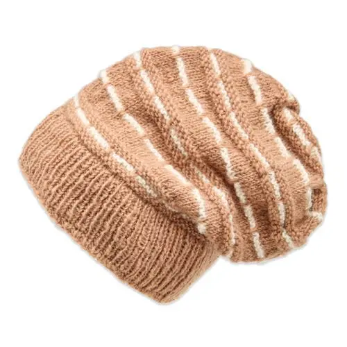 FEELGOODZ Artisan Hand-knit Telluride Slouchy Cap - Beige/khaki