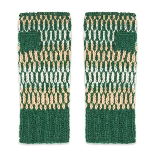 FEELGOODZ Artisan Hand-knit Half Mittens - Medium Green