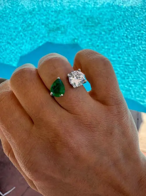 GEMMA AZZURRO Round And Pear Gemstone Toi Et Moi Ring