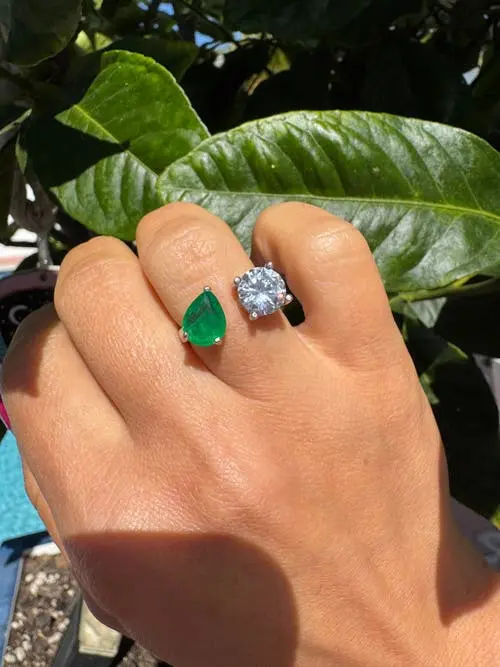 GEMMA AZZURRO Round And Pear Gemstone Toi Et Moi Ring
