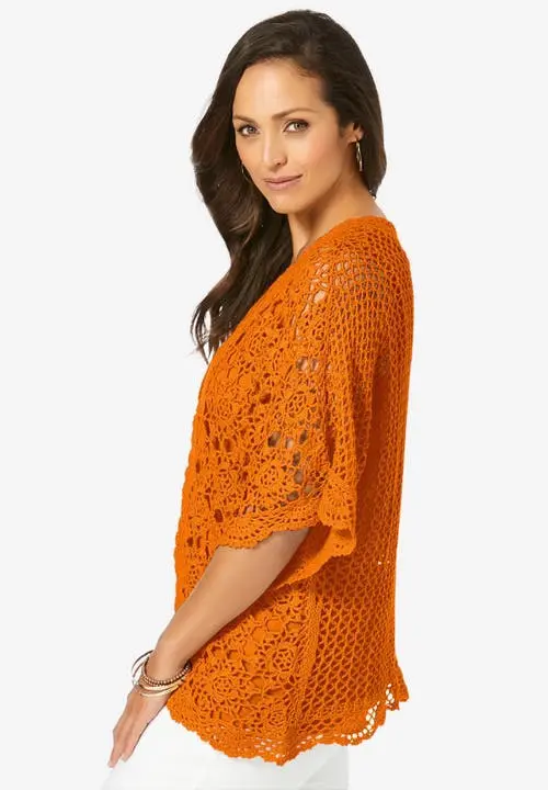 JESSICA LONDON Crochet Cardigan - Black