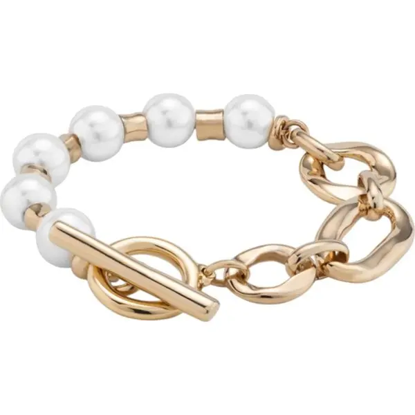 UNODE50 Link And Pearl Bracelet - Gold