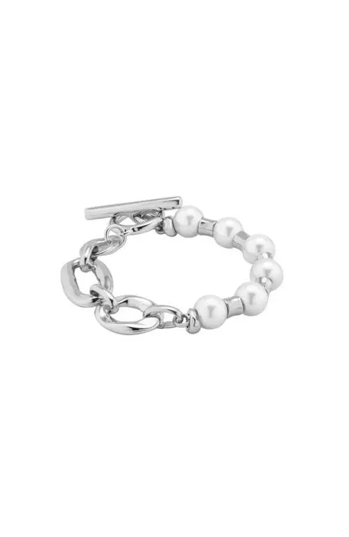 UNODE50 Link And Pearl Bracelet - Silver