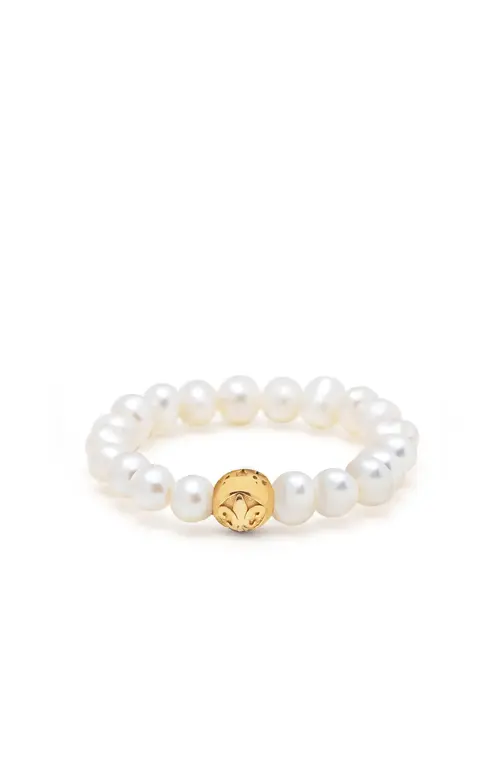 NIALAYA Beaded Pearl Ring - White