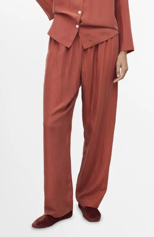 Mango Habotai Silk Pajama Pants - Burnt Orange