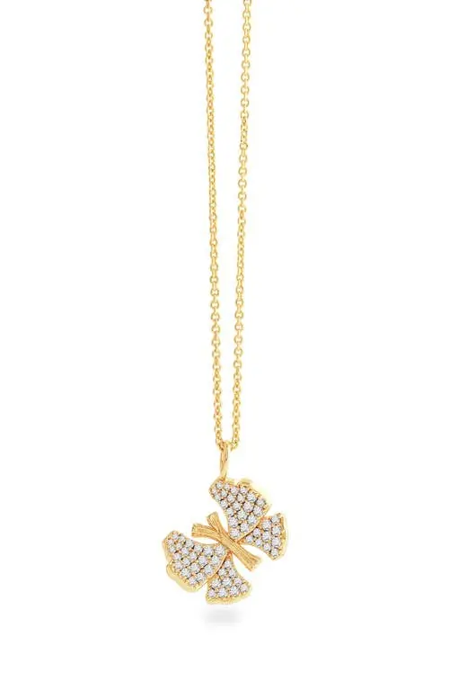 ANABEL ARAM JEWELRY Pavè Butterfly Pendant Necklace - 18k Gold White Cz Stone