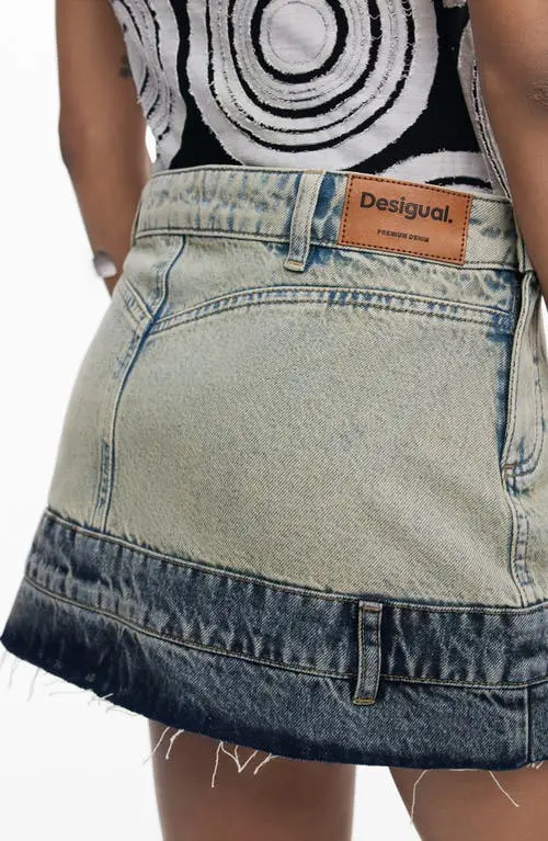 Desigual Double Waist Denim Mini Skirt