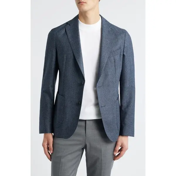 BOSS Hanry Slim Fit Virgin Wool Suit - Open Blue